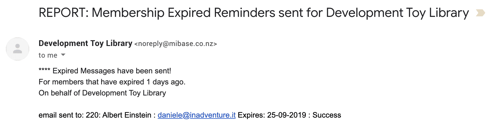 Membership Expired - Automatic email - MiBase New Zealand