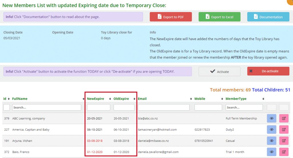 Activating the Temporary Closure Module - MiBaseNZ Documentation